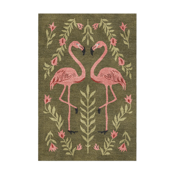 Flamingo Friends Sage Green Area Rug – Undrfoot Rugs