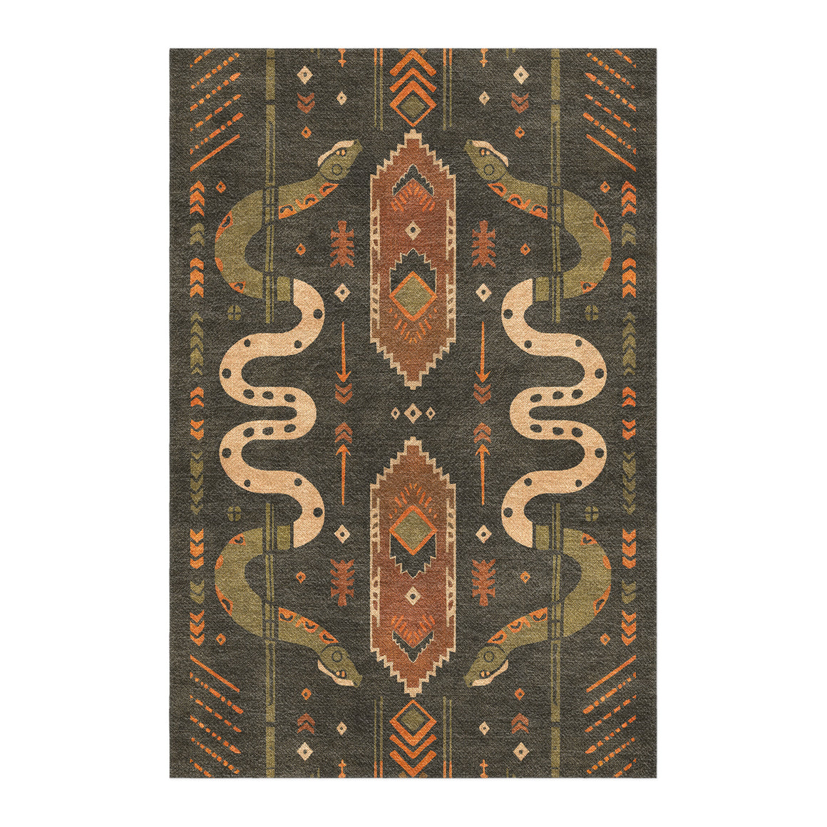 Ophidian Snakes Olive Green & Orange Area Rug – Undrfoot Rugs